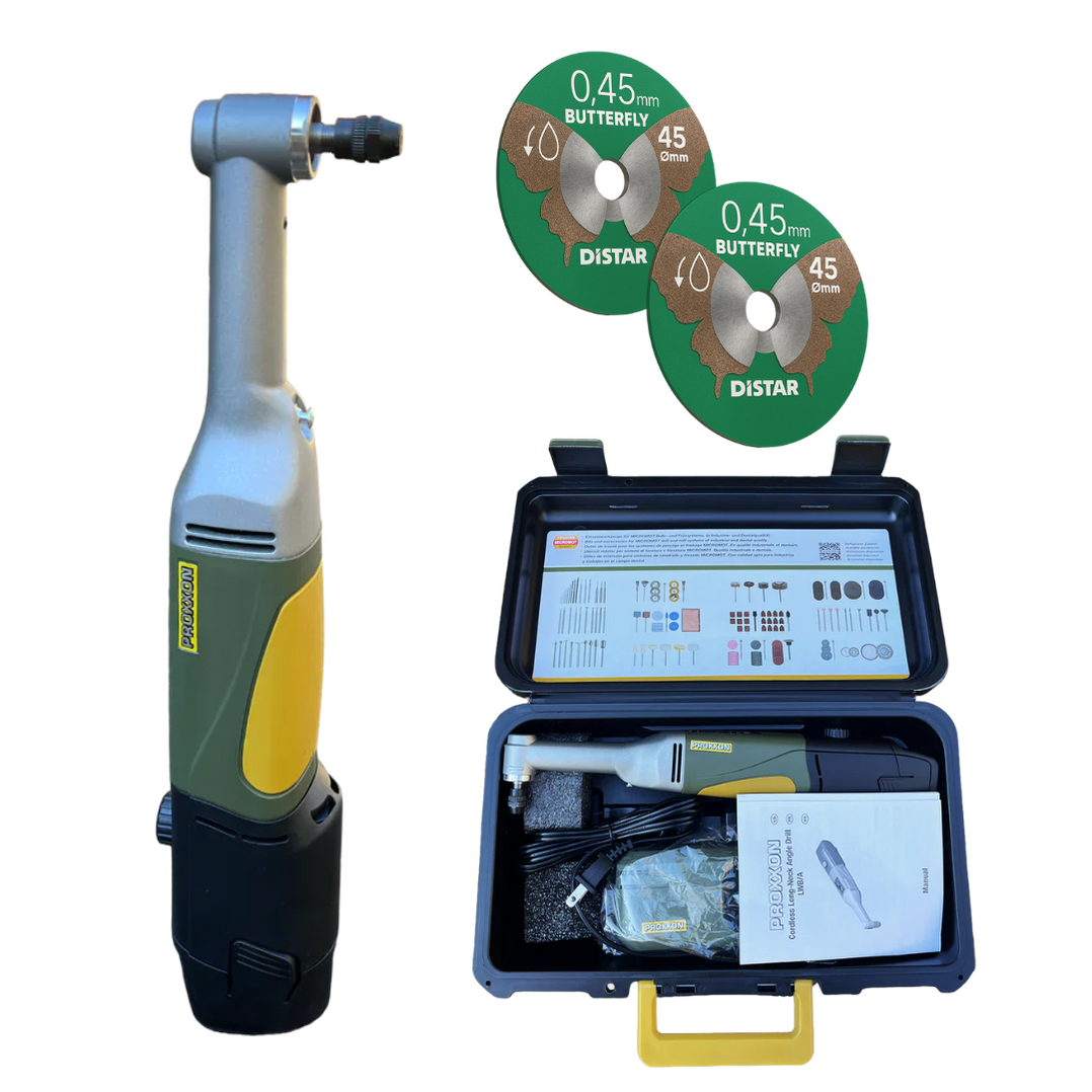 Proxxon Cordless LWB/A Long Neck Grinder w/ DiStar Butterfly Combo Pac